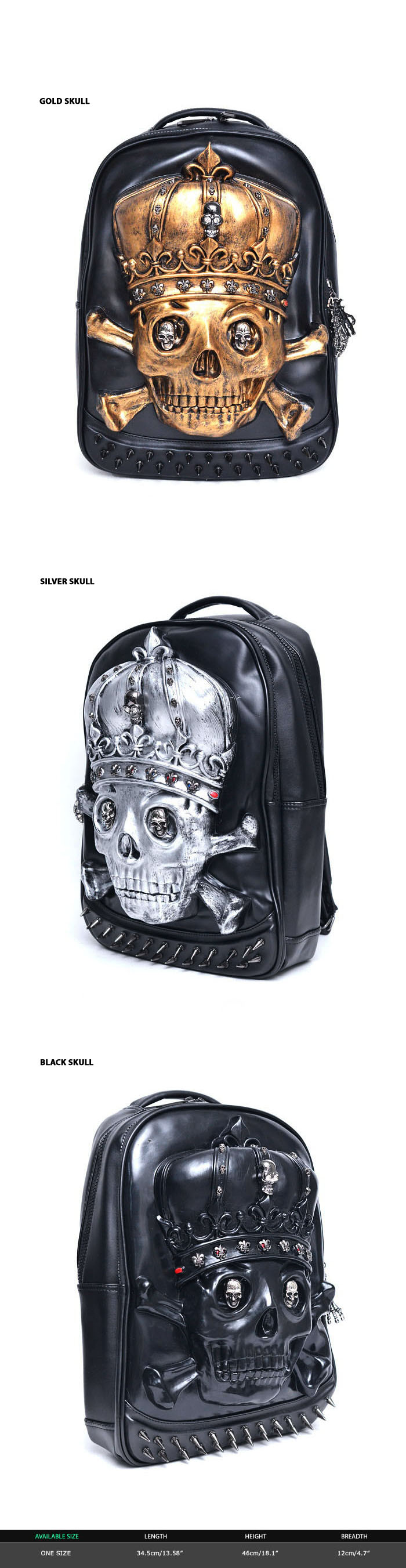 Accessories :: Bags :: Last 1) Dark Edge Emboss Skull Leather Backpack ...