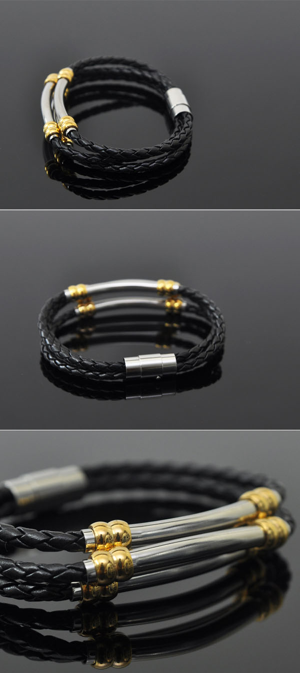 Accessories :: Bracelets :: Magnetic Closure Cowhide Braided-Bracelet 150