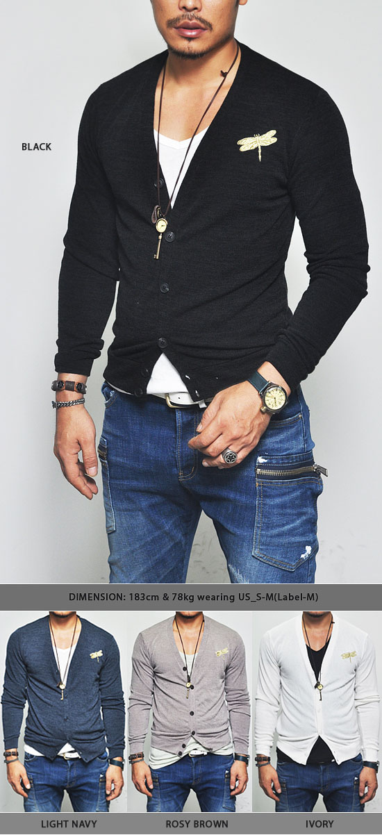 Outerwear :: Cardigans :: last 1) Gold Dragonfly Embroidery Slim ...