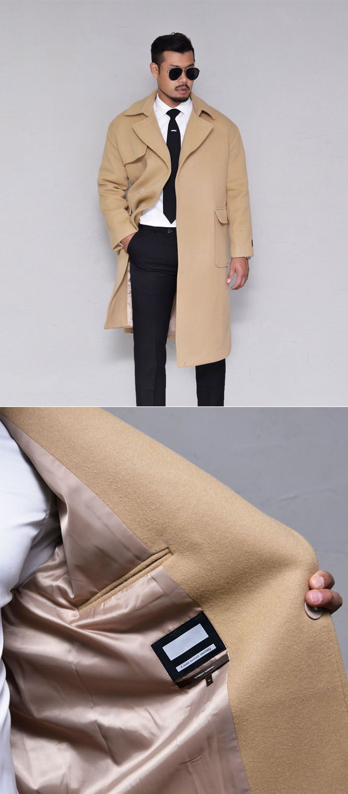 Outerwear :: Coats :: Sale) Loose Fit Gun Flap Long Wool-Coat 145