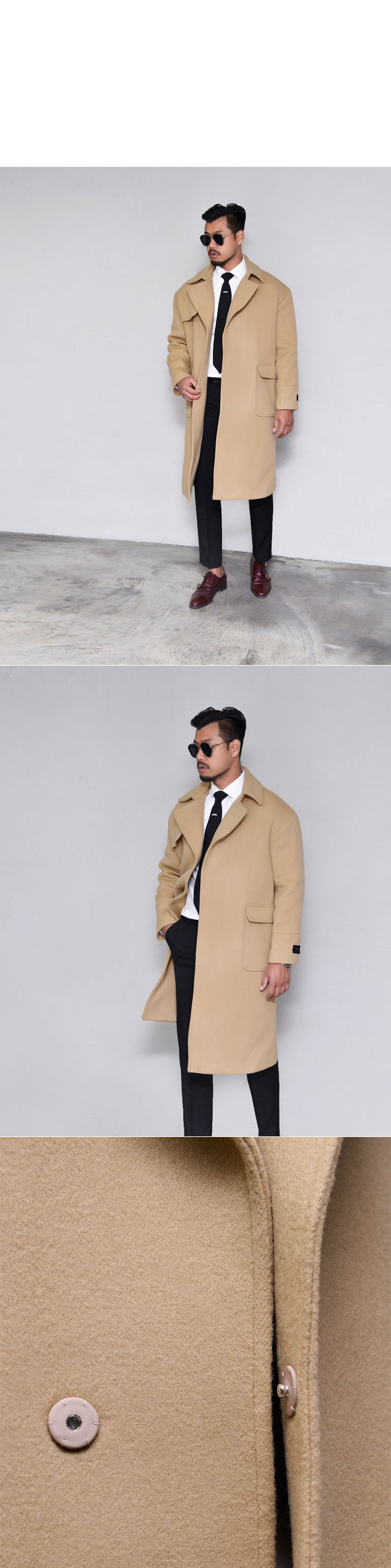 Outerwear :: Coats :: Sale) Loose Fit Gun Flap Long Wool-Coat 145