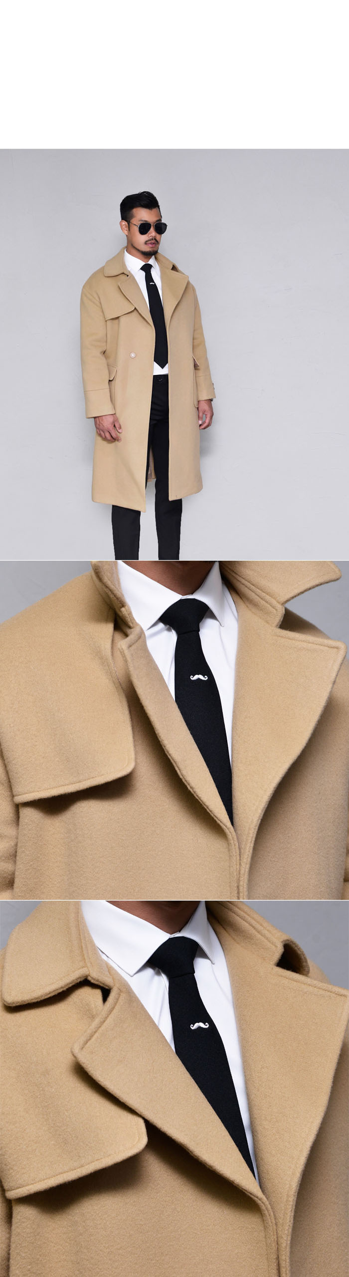 Outerwear :: Coats :: Sale) Loose Fit Gun Flap Long Wool-Coat 145