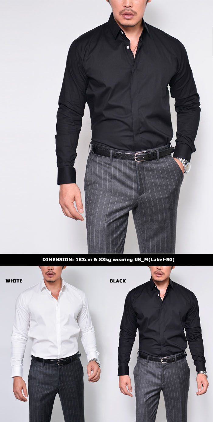 Tops :: Shirts :: Sale) Hidden Button Span Dress-Shirt 180