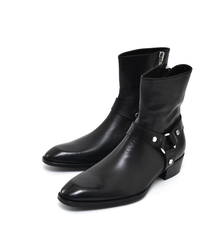 Shoes :: Sale) Tough-chic Harness Ankle Biker Boots-Shoes 361