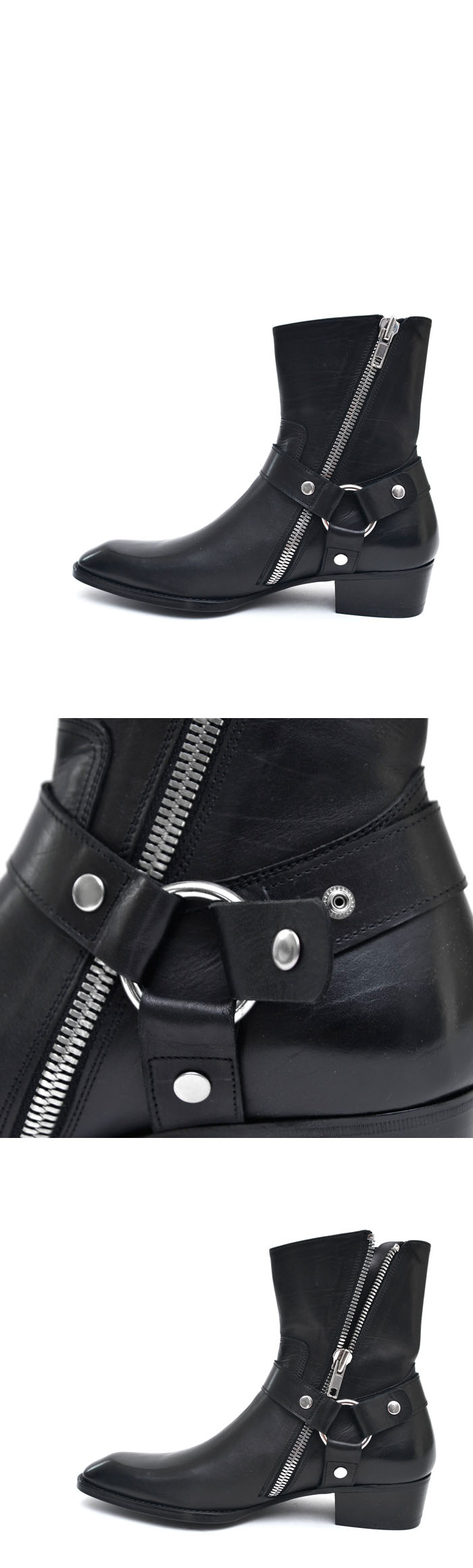 Shoes :: Sale) Tough-chic Harness Ankle Biker Boots-Shoes 361