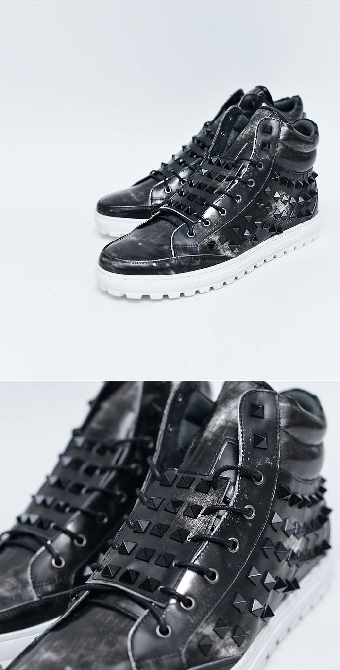Shoes :: Last 1) Edge Square Studs Cowhide High Top-Shoes 379