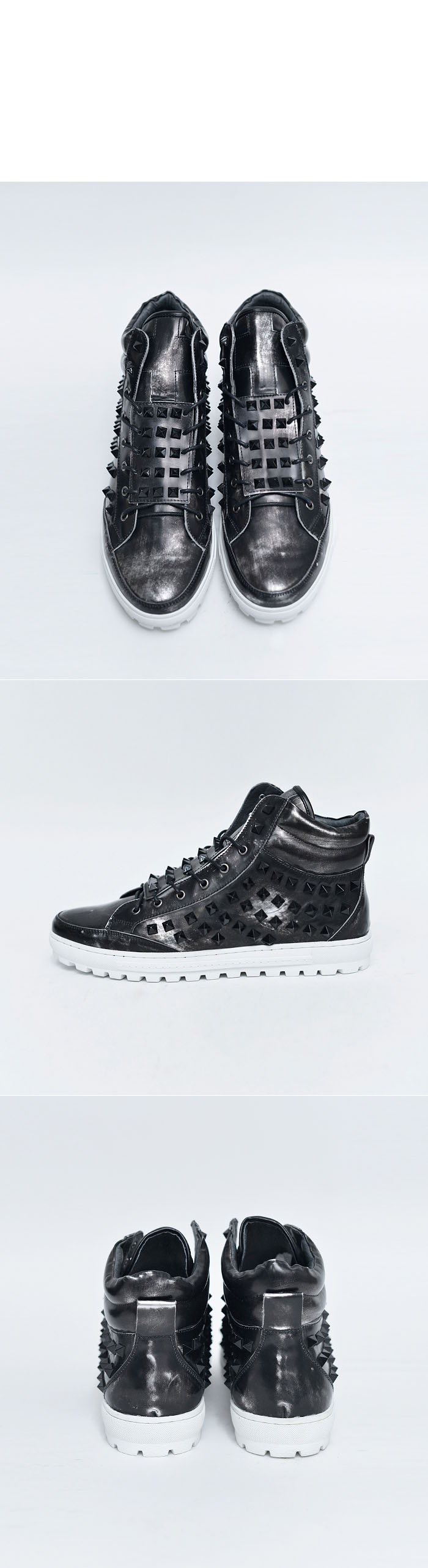 Shoes :: Last 1) Edge Square Studs Cowhide High Top-Shoes 379
