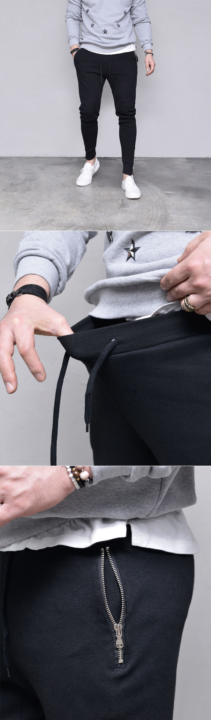 Bottoms :: Sweatpants :: Slim Zipper Jogger Gympants-Sweatpants 393